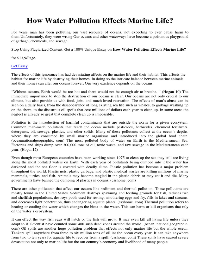 How Water Pollution Effects Marine Life | PDF | Water Pollution | Oceans