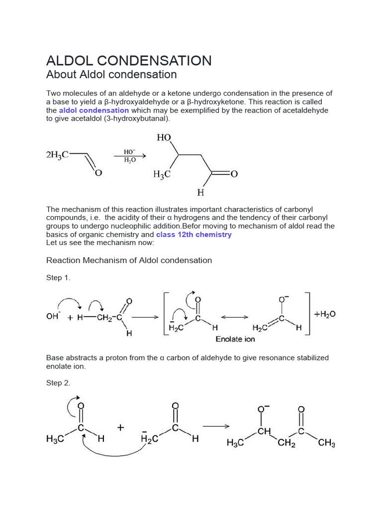 Aldol Condensation | Download Free PDF | Aldehyde | Chemical Reactions
