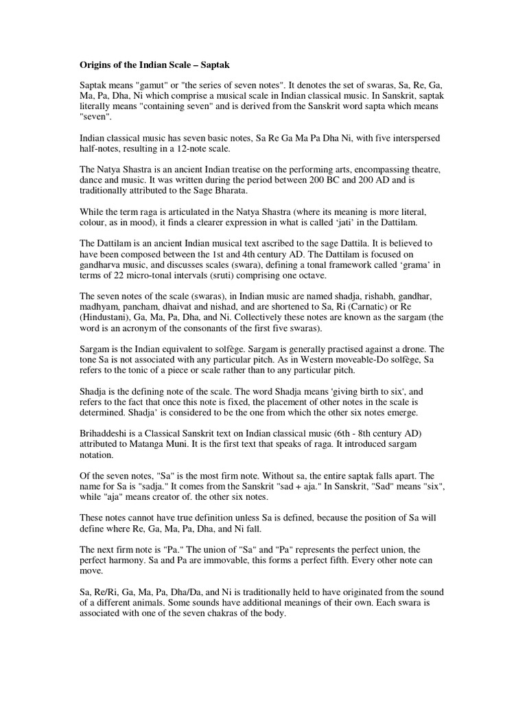 Indian Scale Origins | PDF