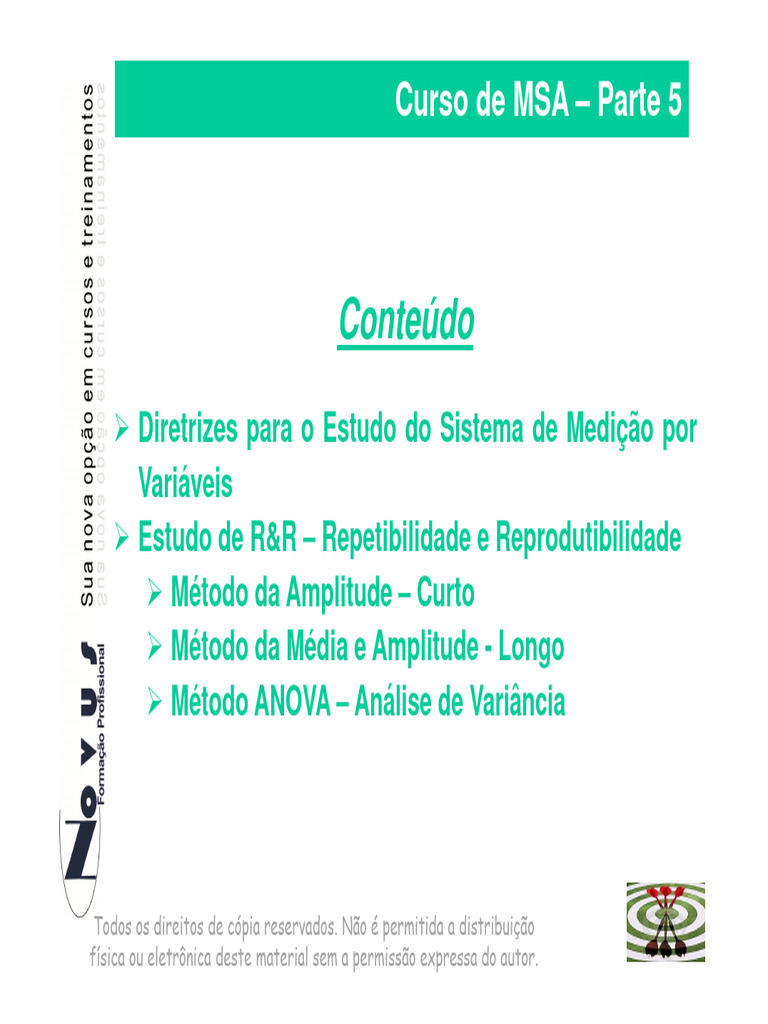 MSA - Parte 5 - Estudo de R&R | PDF | Variação | Medição