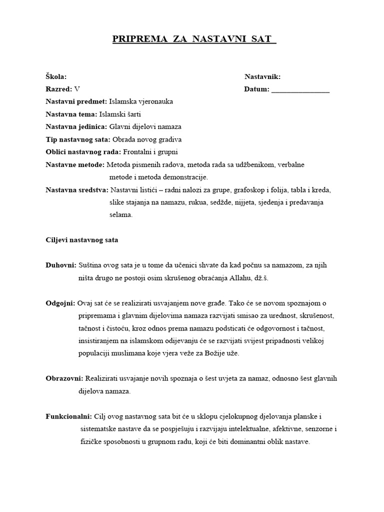 NIHAD-sastavni Dijelovi Namaza | PDF