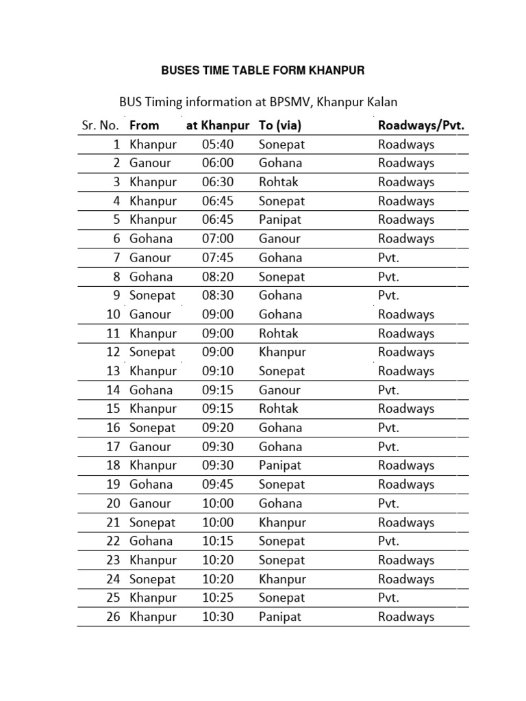 Buses Timetable | PDF