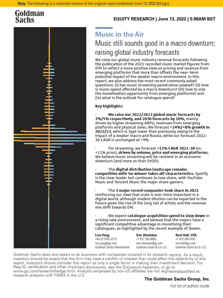 Goldman Sachs - Music in The Air | PDF