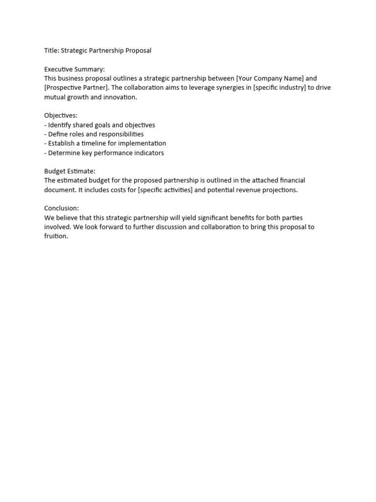 Strategic Partnership Proposal | PDF