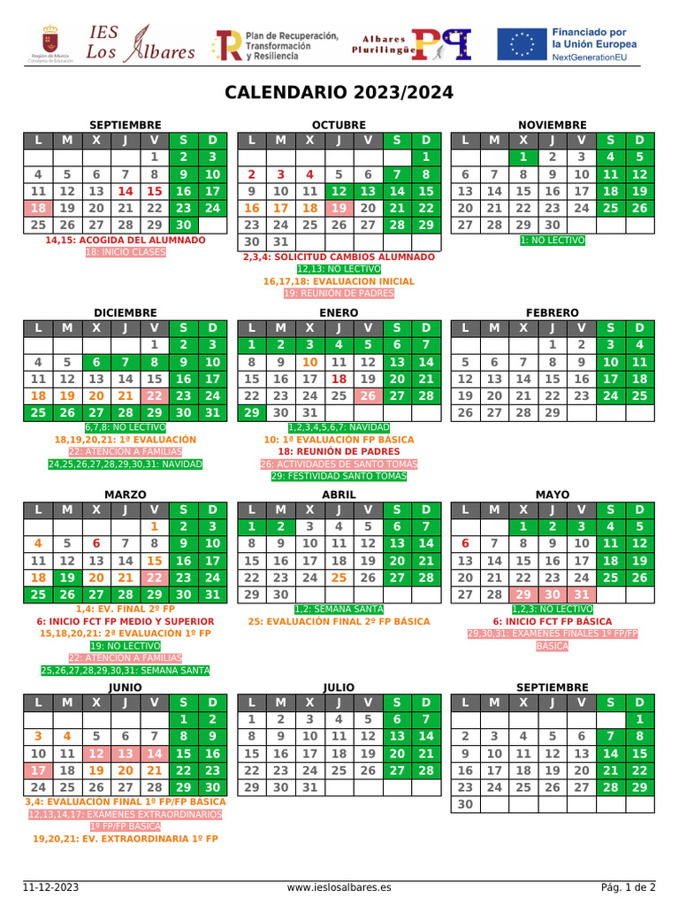 Calendario 23-24 FP | PDF