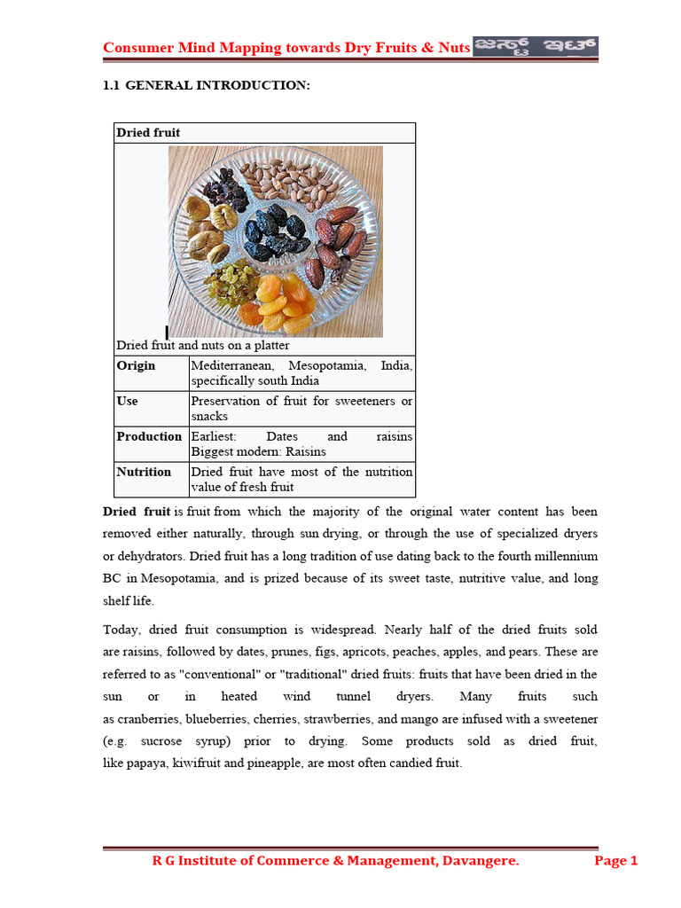 Project - Consumer Mind Mapping Towards Dry Fruits & Nuts | PDF | Dried ...