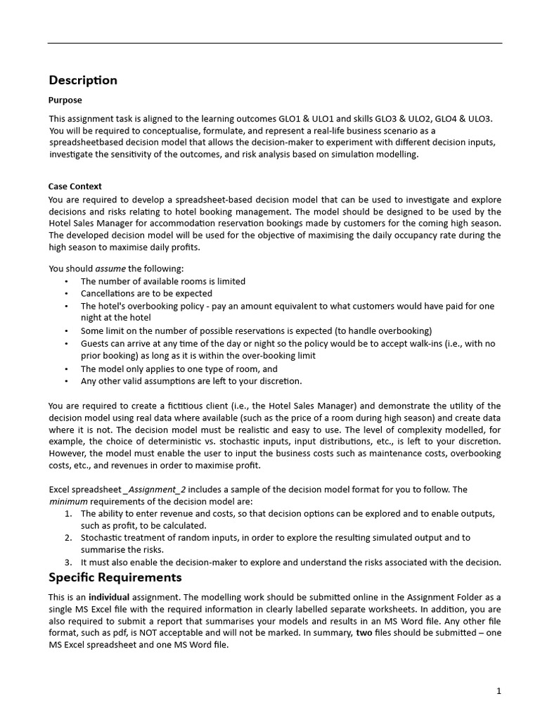 Assessment Task 2 | PDF | Microsoft Excel | Simulation