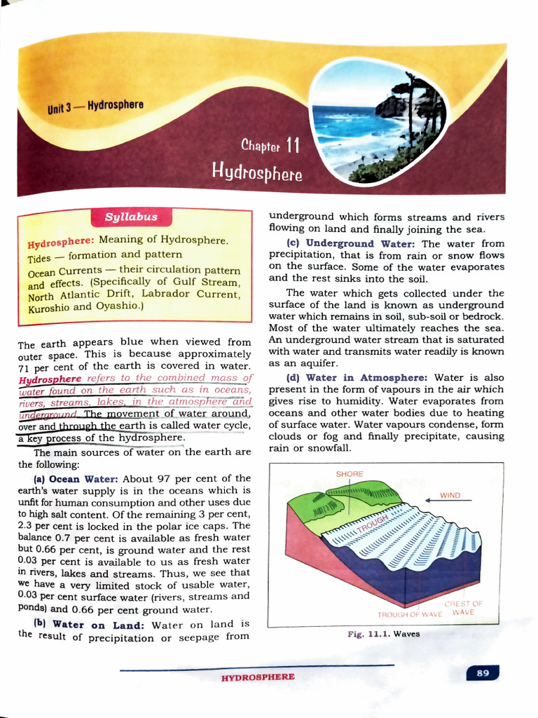 CH 11 Hydrosphere | PDF | Tide | Oceans