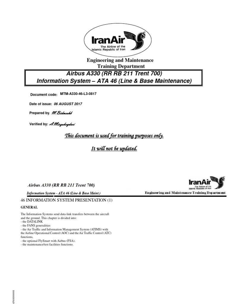 Airbus A330 ATA 46 INFORMATION SYSTEMS B2 Print | PDF | Air Traffic Control | Aviation