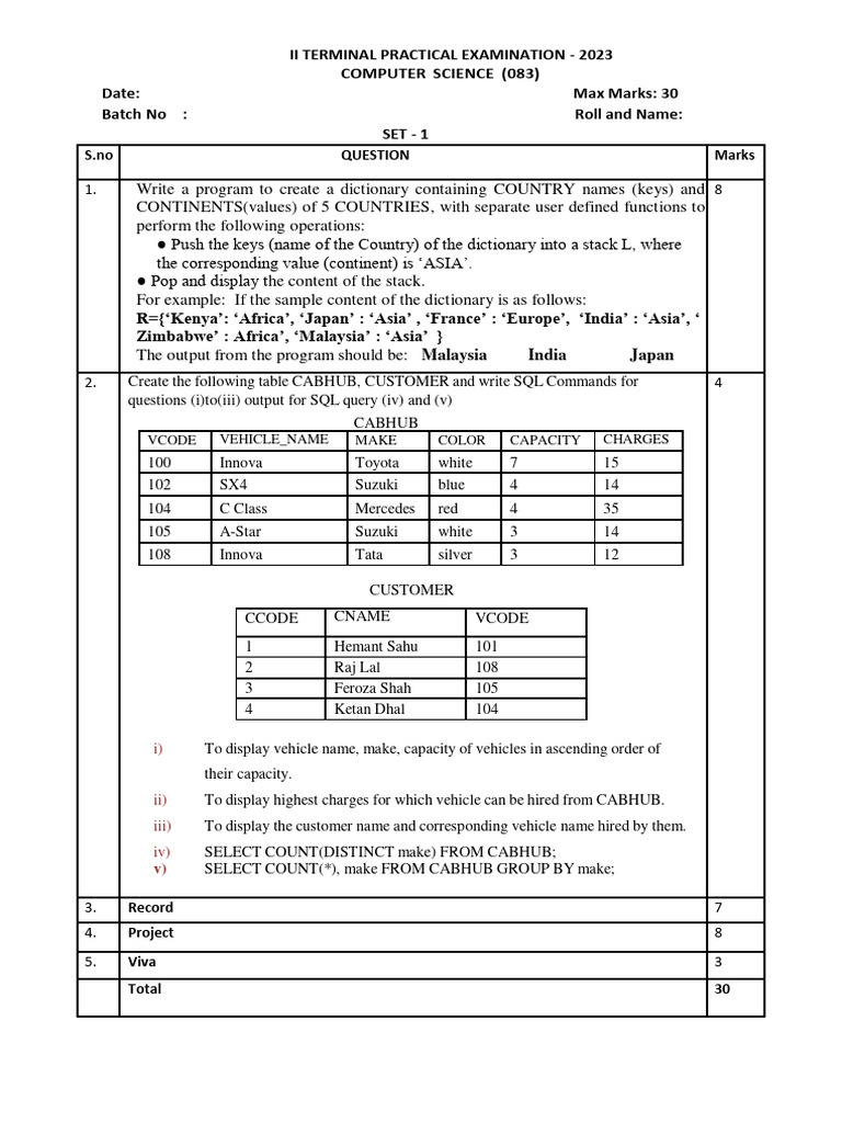 Csc Ssce Practical Examination Pdf Computing Computer Science 3926