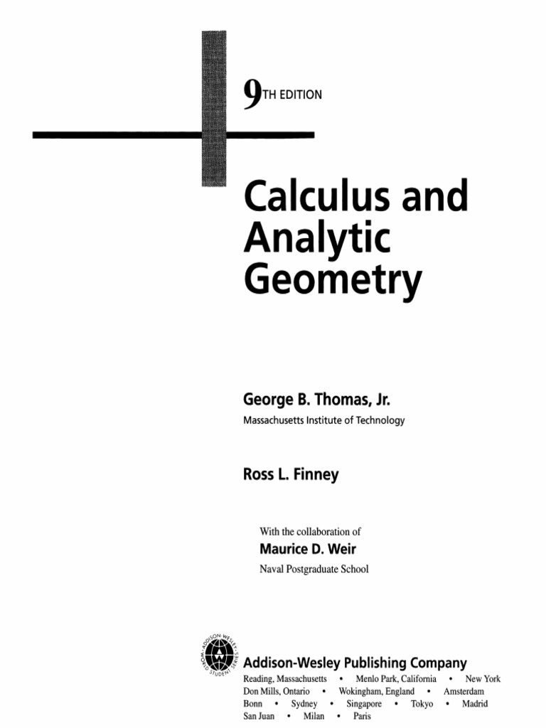 Calculus Analytical Geometry - 9e - Thomas - Finney | PDF