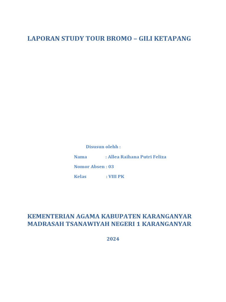 Laporan Study Tour Bromo | PDF