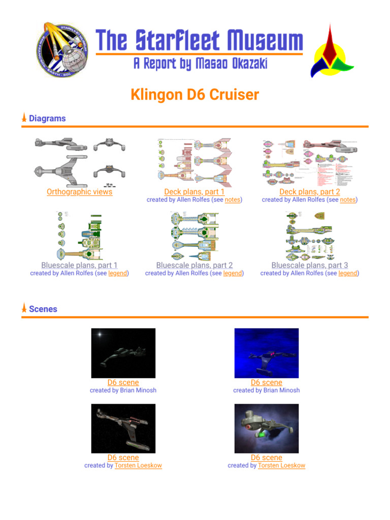 The Starfleet Museum - Klingon D6 Cruiser | PDF