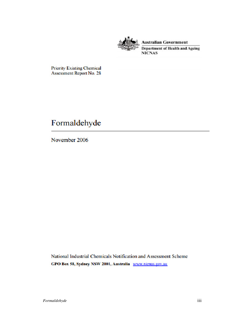 PEC28 Formaldehyde 1 153 | PDF | Formaldehyde | Chemistry