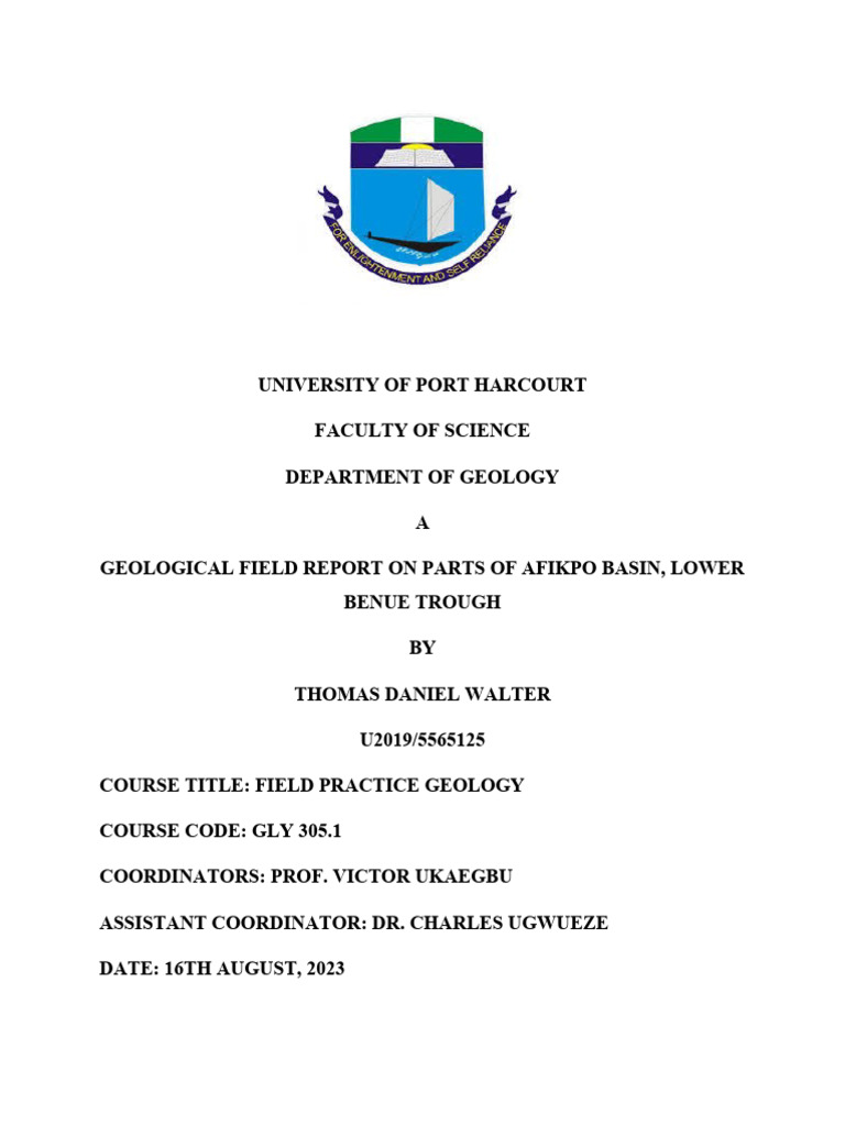 Thomas Daniel Walter. Field Work Report For Gly 305 | PDF | Sedimentary ...