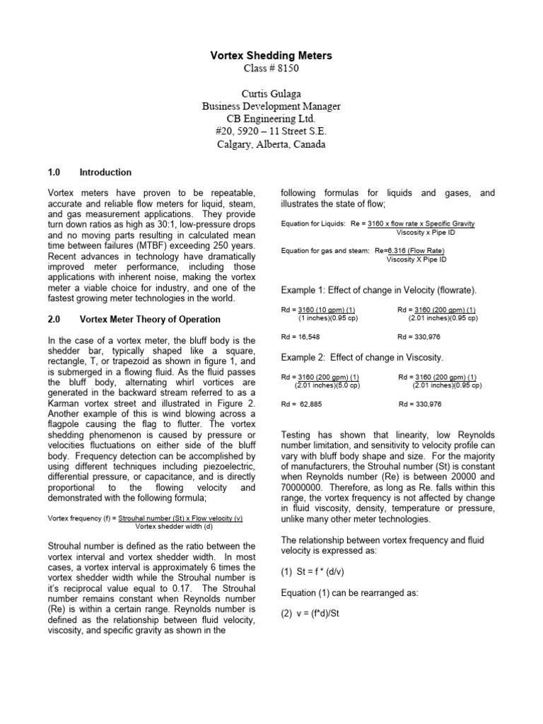 Vortex Shedding Meters | PDF | Flow Measurement | Vortices