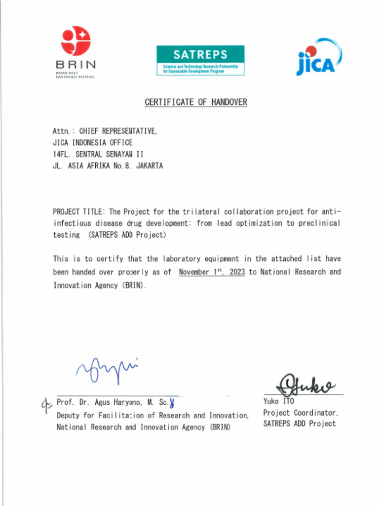 Certificate of Handover Equipment 2022-2023 - SIGNED | PDF