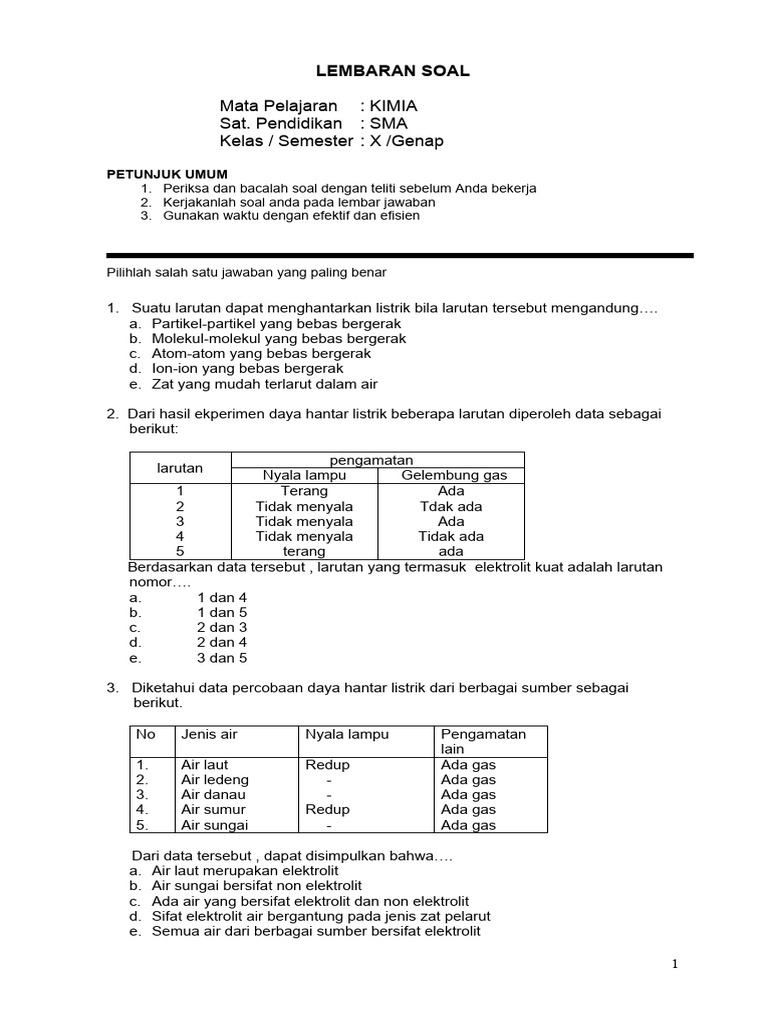 Soal Kimia PTS Kelas X | PDF | Sains & Matematika