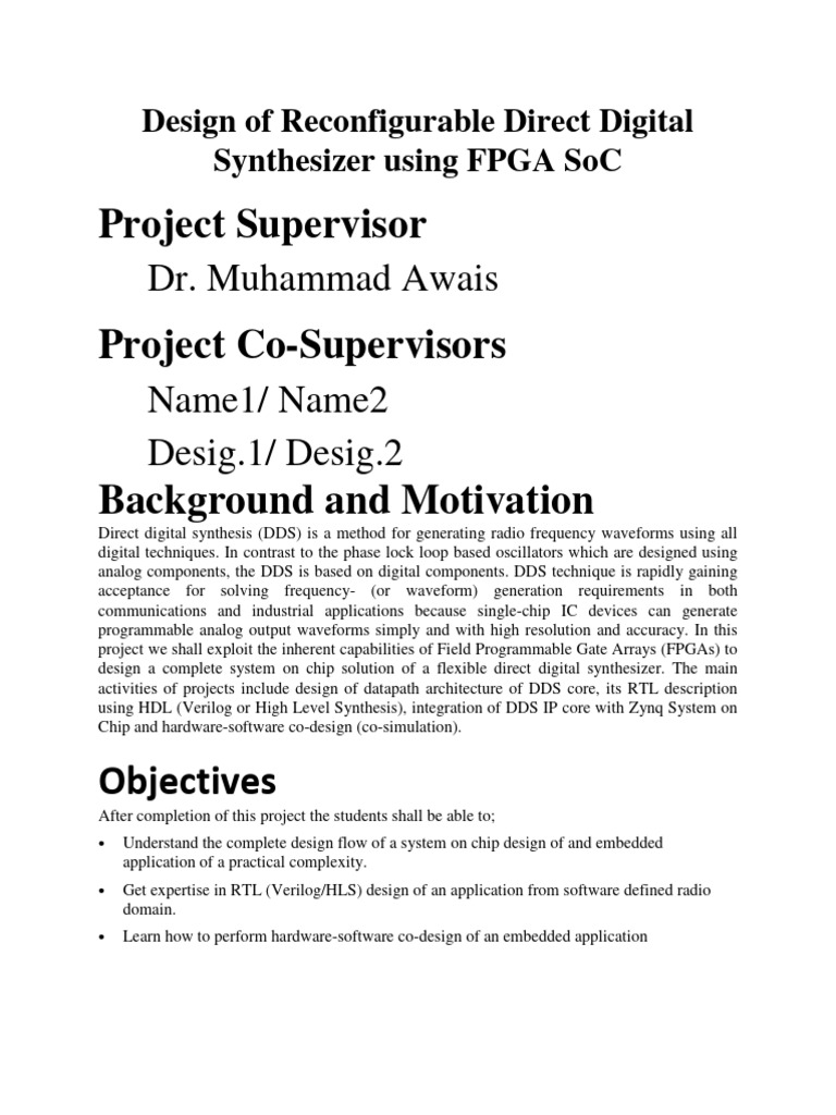 Design of Reconfigurable Direct Digital Synthesizer Using FPGA SoC | PDF | Field Programmable ...