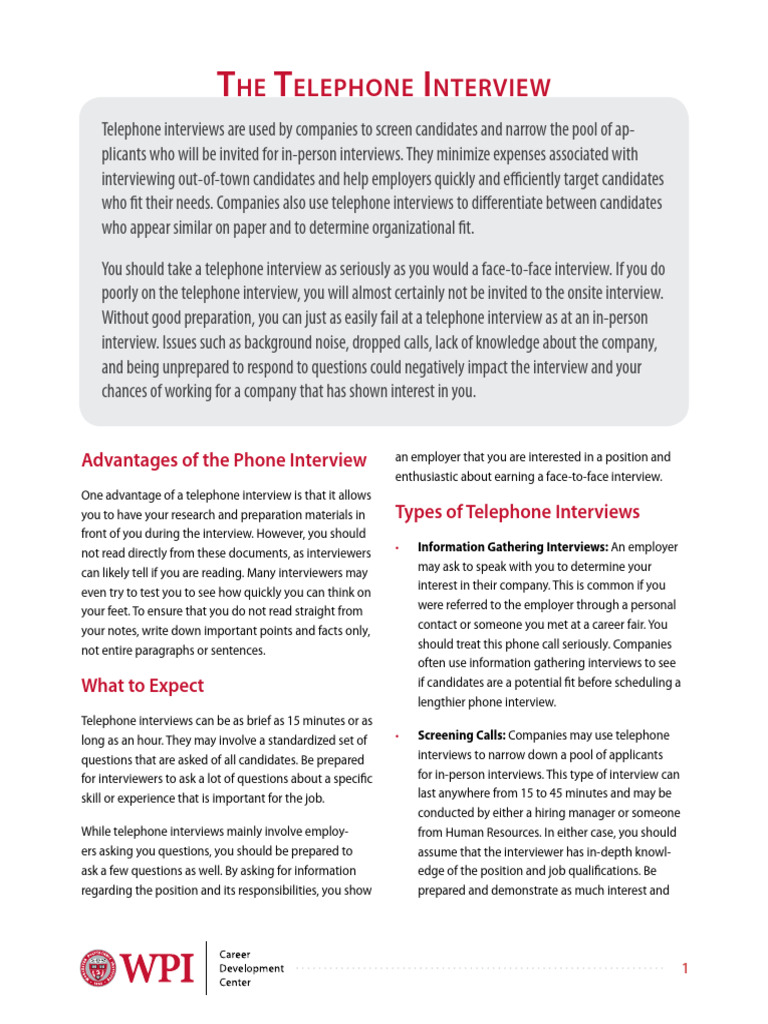 Telephone Interview | PDF | Job Interview | Human Communication