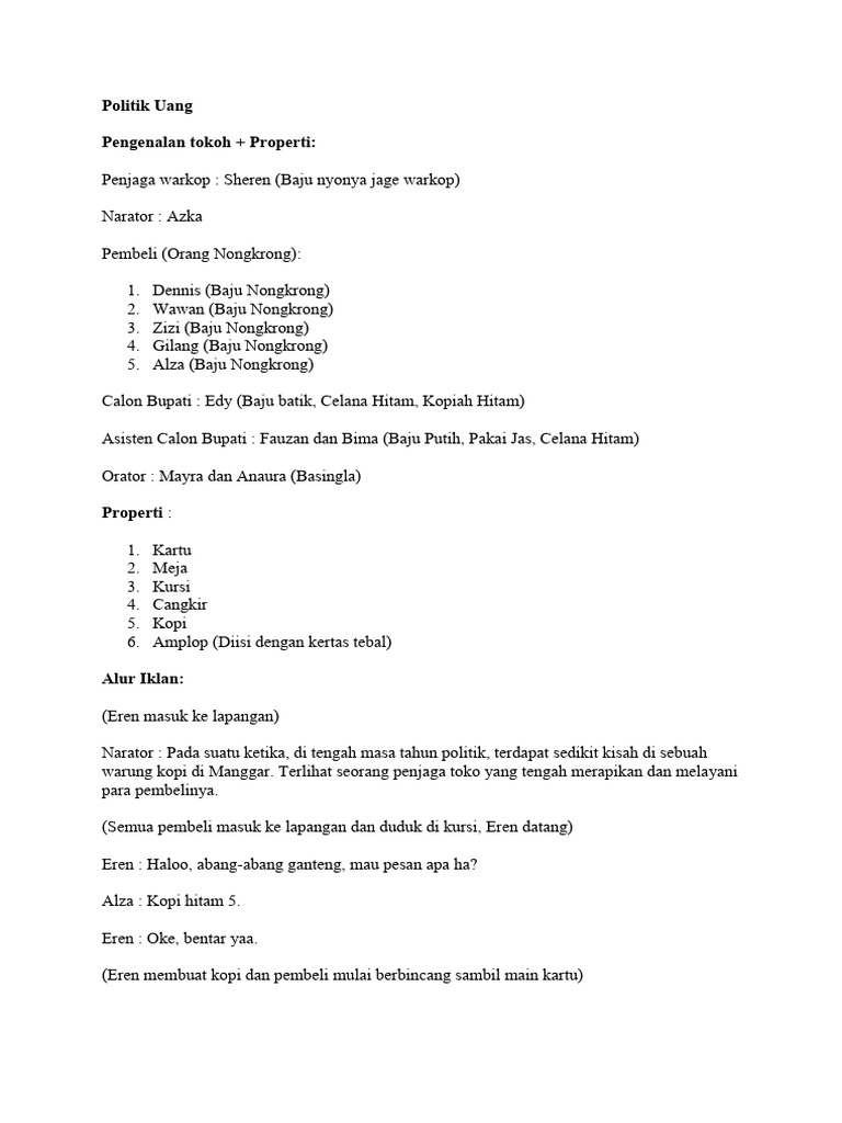 Skrip Drama P5 - Politik Uang | PDF