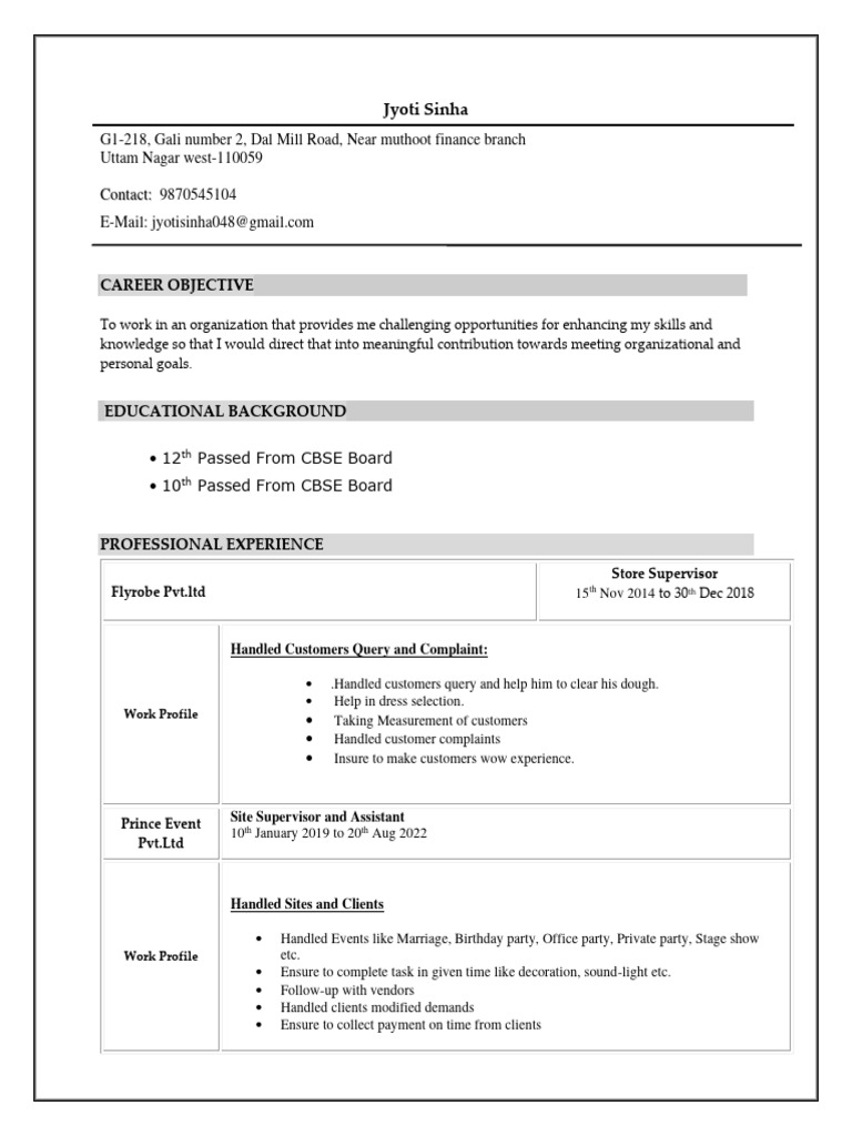 CV-Jyoti | PDF | Cognitive Science | Cognition