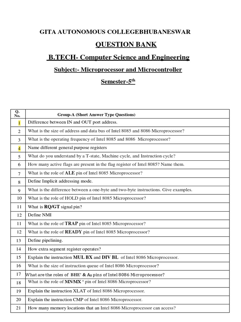 CSE-5th-MPMC-Question Bank | PDF