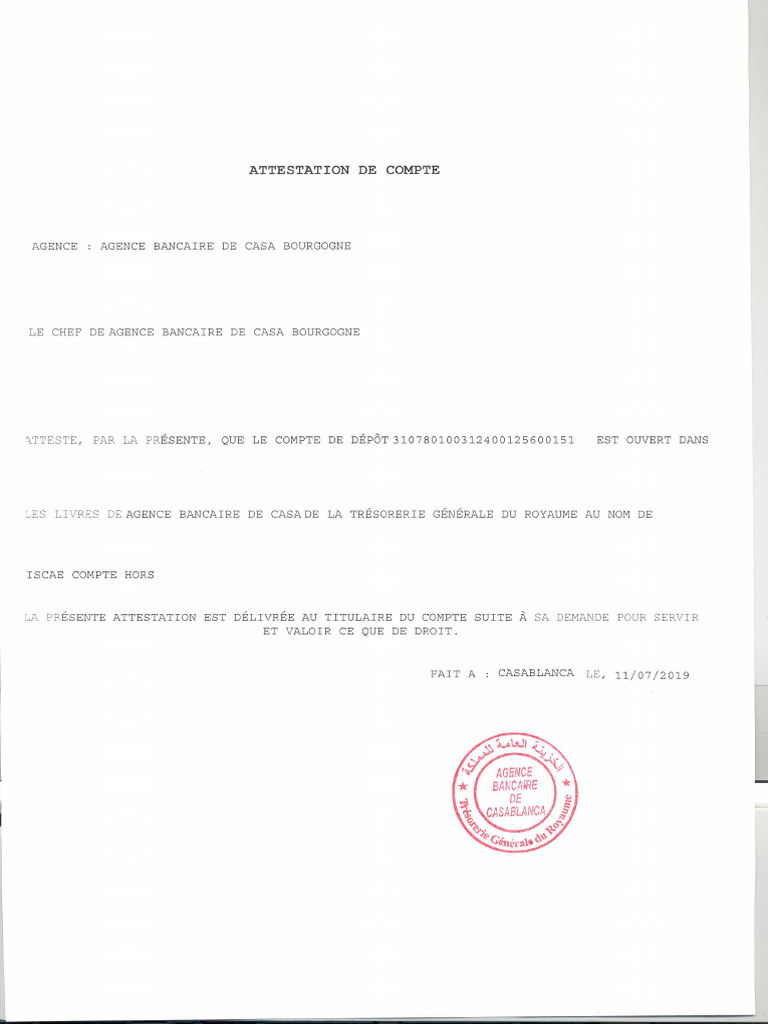 Attestation Rib Iscae Casa | PDF