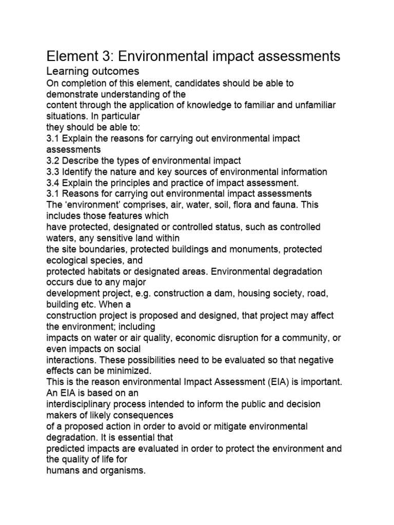 Element 3 Environmental impact assessments | PDF | Life Cycle ... Element 3 Environmental impact assessments | PDF | Life Cycle ...
