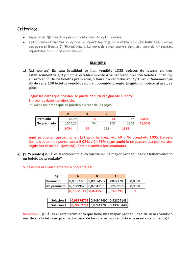 Resuelto - 2ºbach Cs - Examen Bloques C-D | PDF | Muestreo (Estadísticas) | Intervalo de confianza