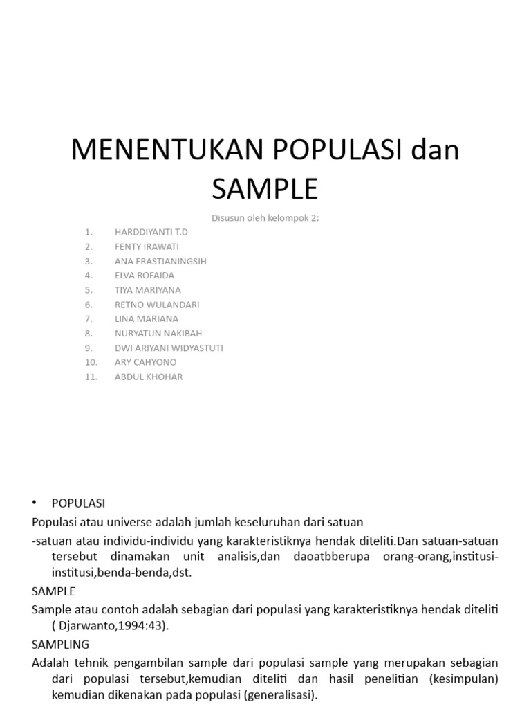 Menentukan Populasi Dan Sample | PDF