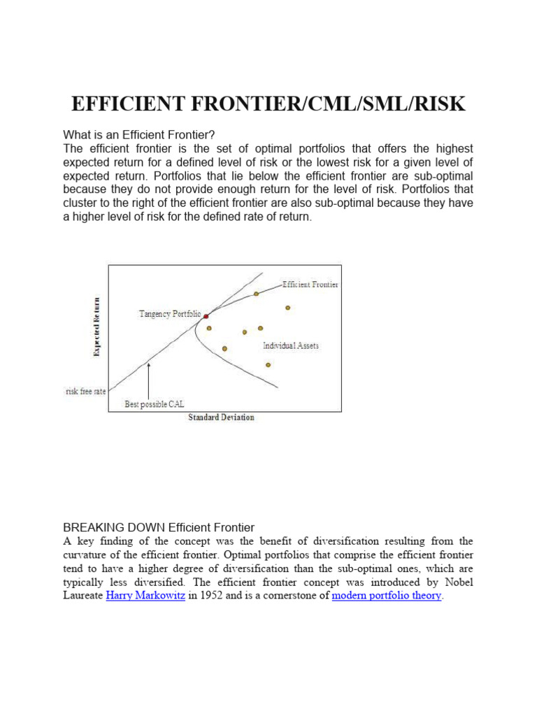Efficient Frontier,CML,SML,RISK | PDF | Modern Portfolio Theory ...