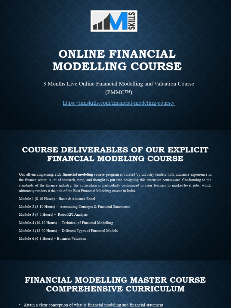 Online Financial Modelling Course - IIM SKILLS | PDF | Financial ...