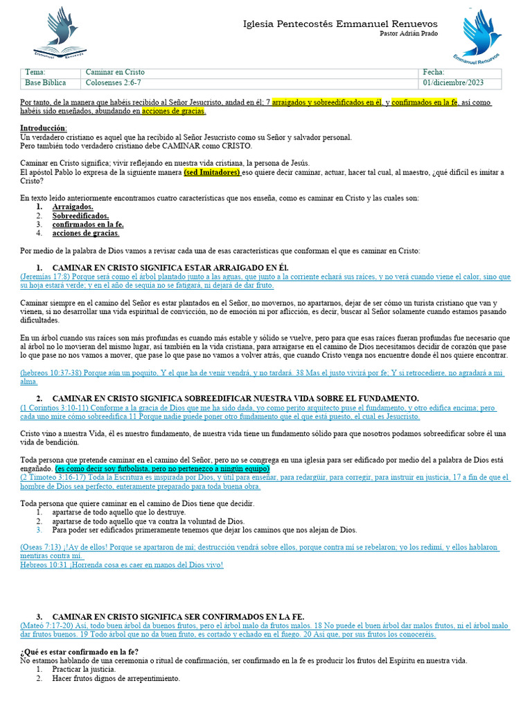 Caminar en Cristo - V - 01dic2023 | PDF | Cristo (título) | Fe