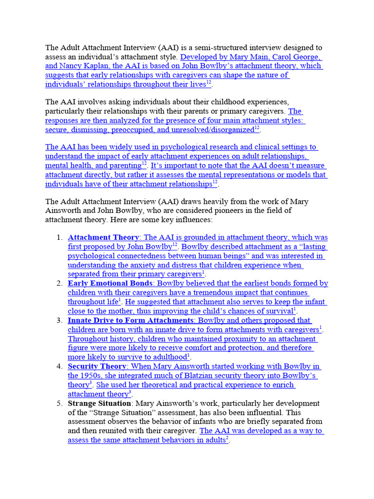 Adult Attachment I Notes | PDF | Attachment Theory | Psychoanalytic Theory