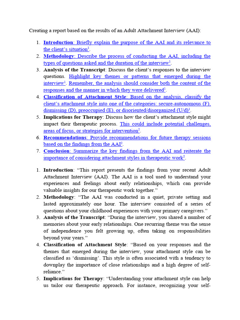 Sample AAI and MCMI Report | PDF | Attachment Theory | Anxiety