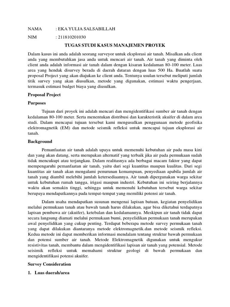 Eka Yulia Salsabillah - Studi Kasus Manajemen Proyek | PDF