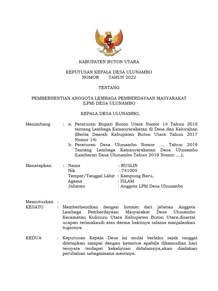 SK Pemberhentian LPM | PDF