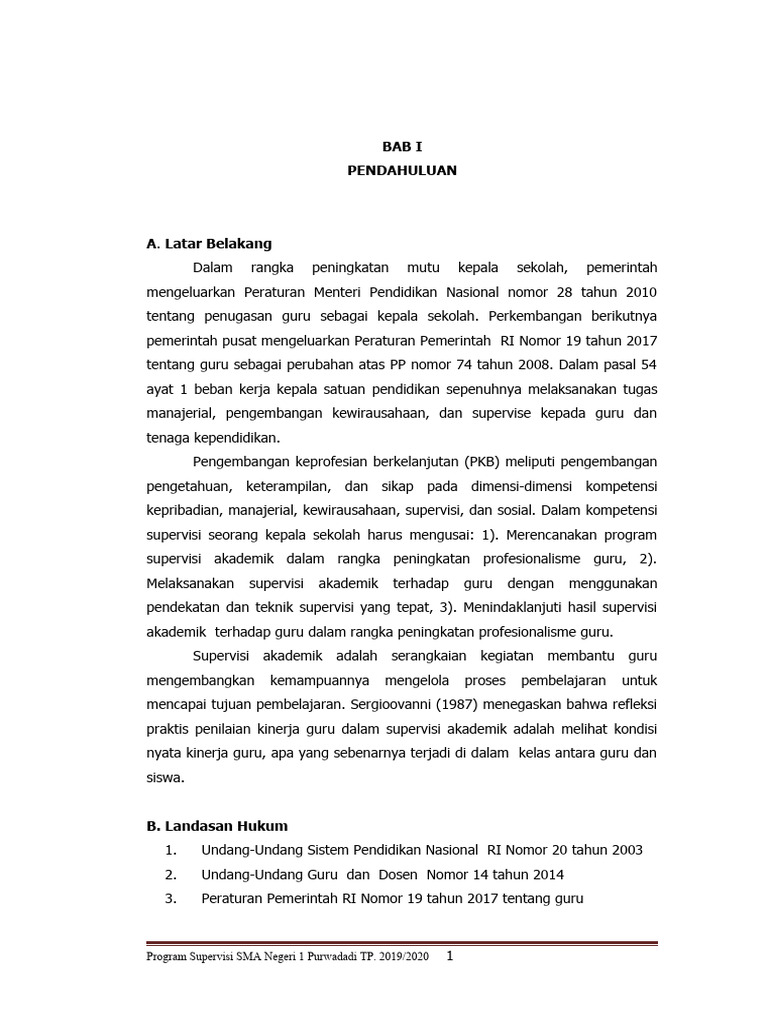 Program Supervisi 2019-2010 | PDF