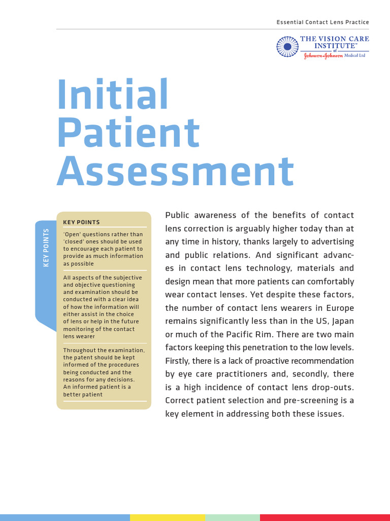 Initial Patient Assessment | PDF | Contact Lens | Human Eye