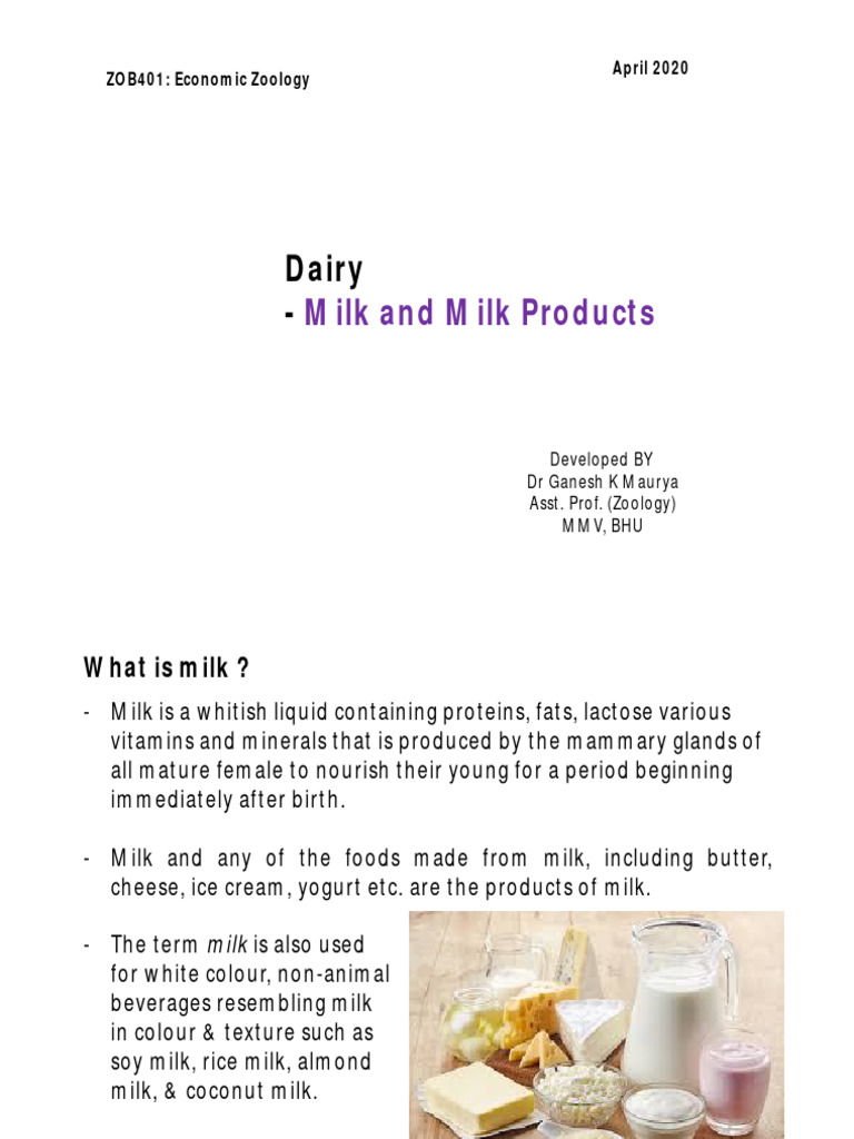 Overview of Dairy Products and Milk | PDF