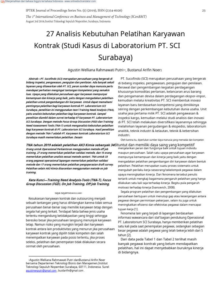 Analisis Kebutuhan Pelatihan di PT SCI | PDF