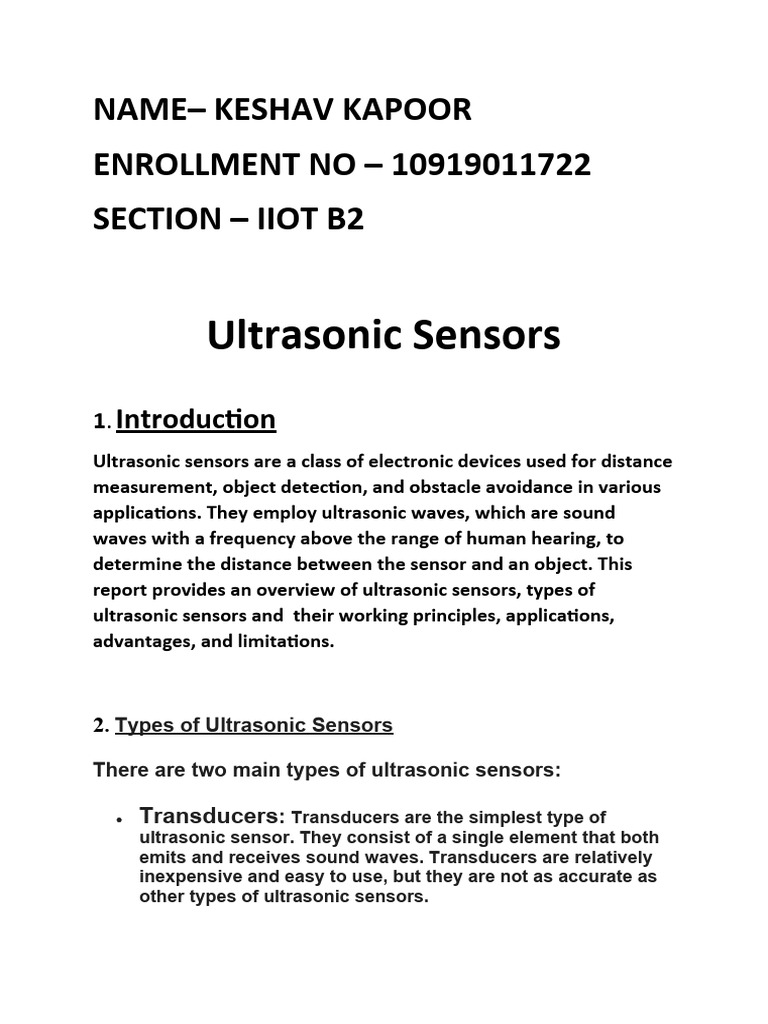 Report Mechatronics Pdf Ultrasound Sensor