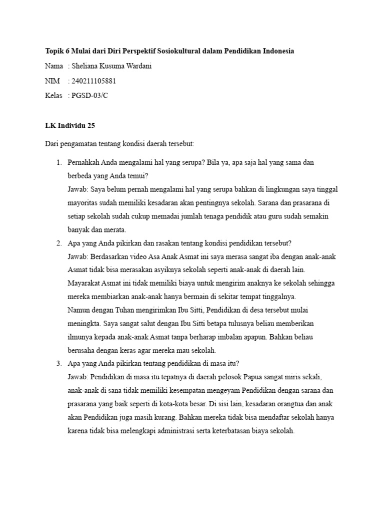 T6 Mulai Dari Diri Perspektif Sosiokultural Dalam Pendidikan Indonesia | PDF