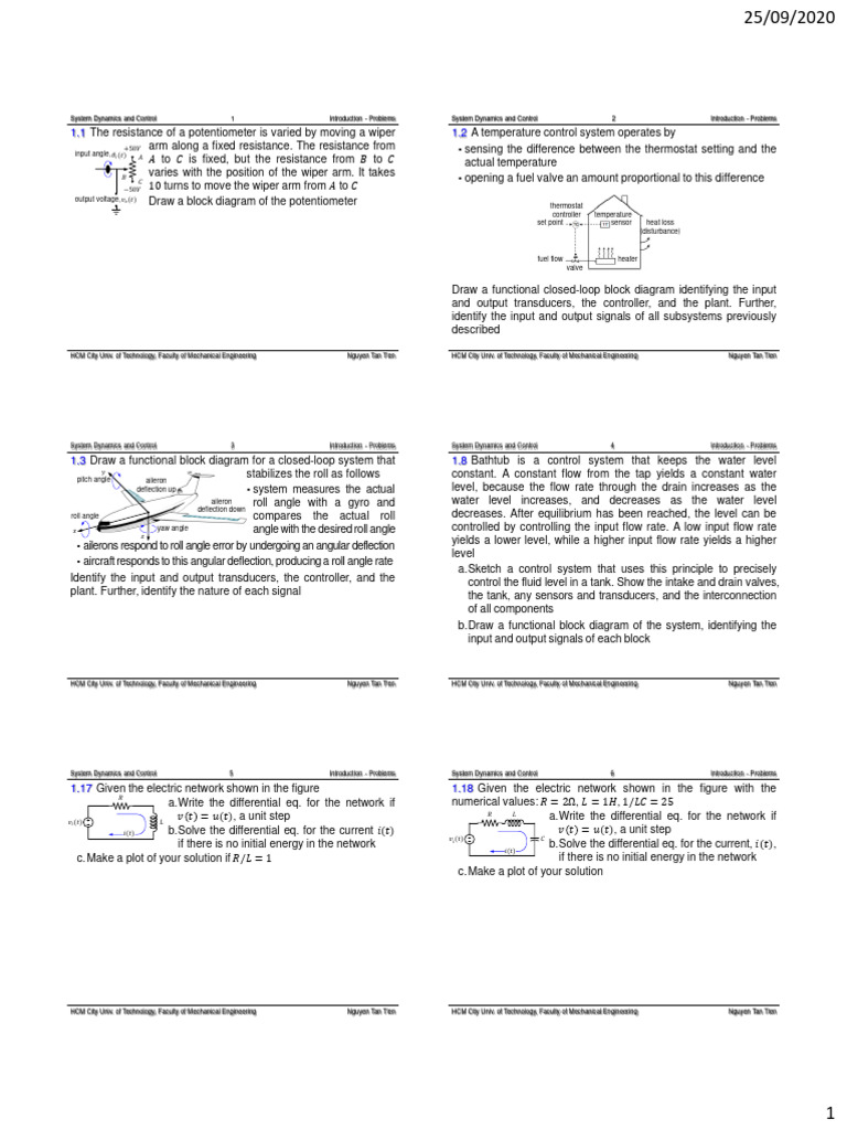 Ch.01 Introduction - Assignment | PDF | Control Theory | Differential Equations