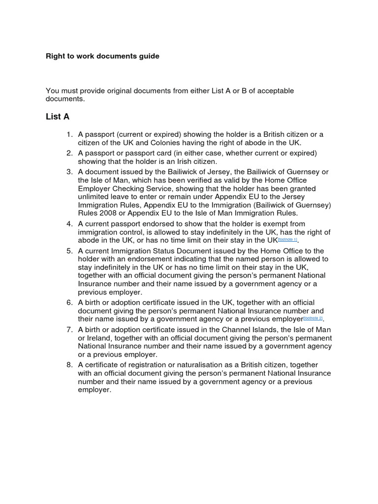 Right To Work Guide | PDF | Passport | Guernsey