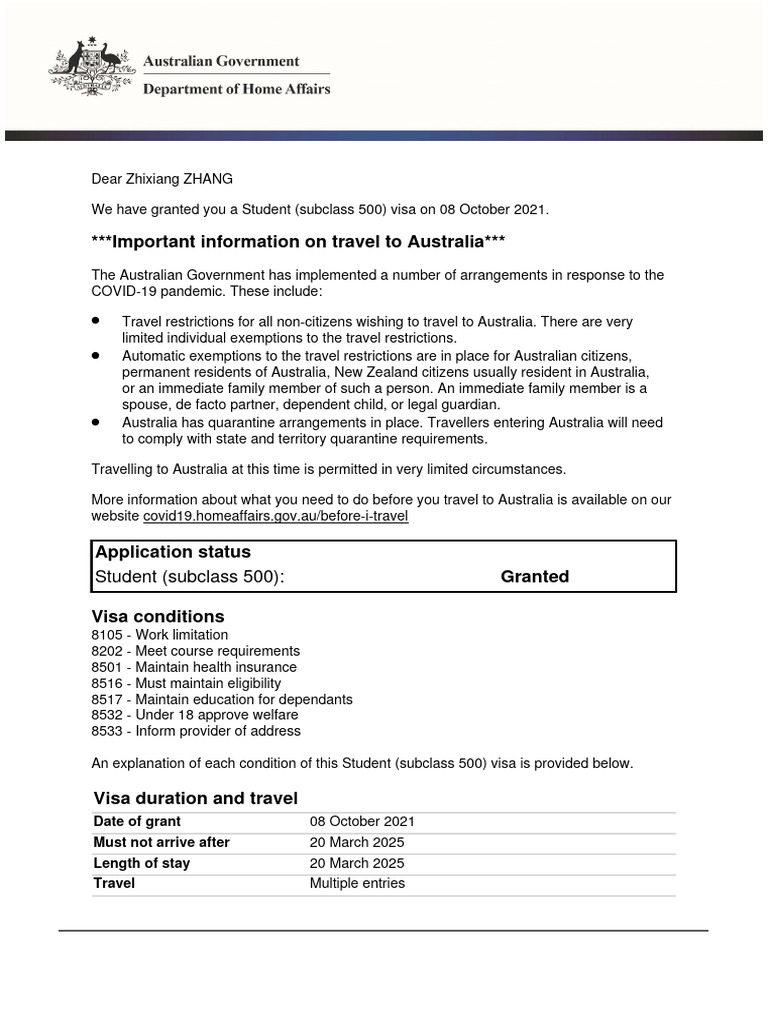 IMMI Grant Notification | PDF | Travel Visa | Employment