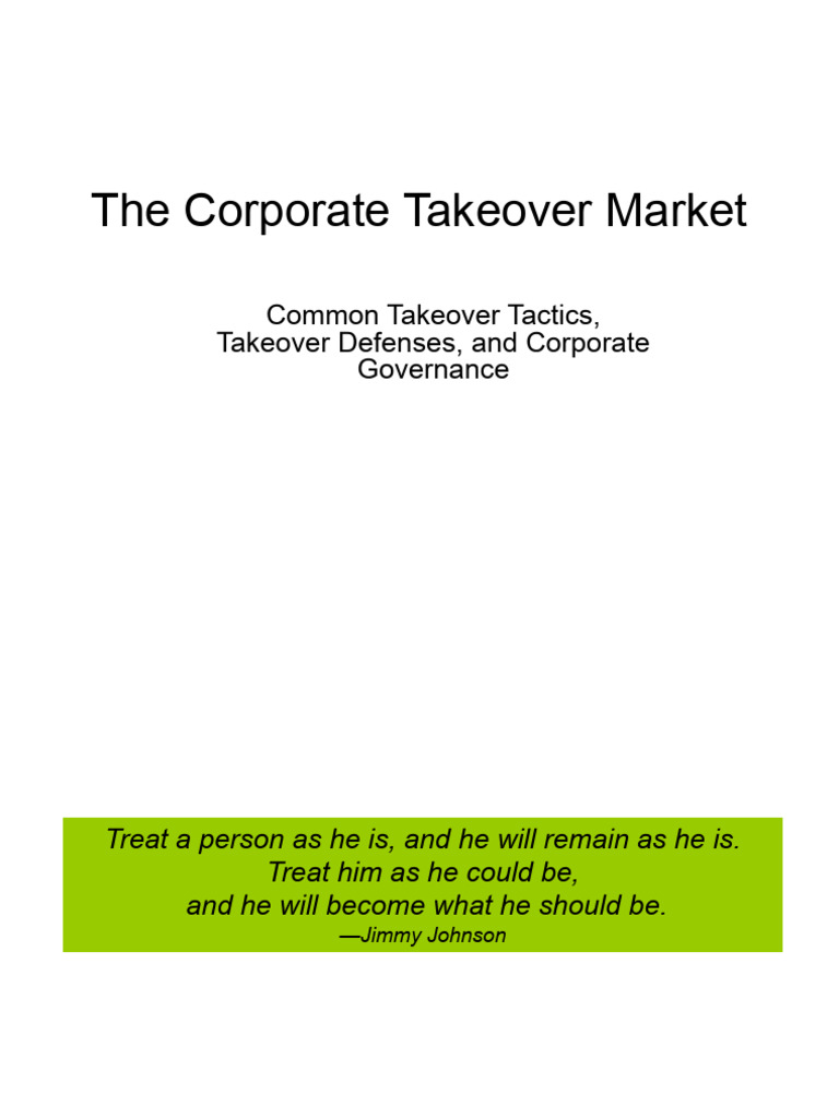 Corporate Takeover Strategies and Governance | PDF | Takeover | Mergers ...