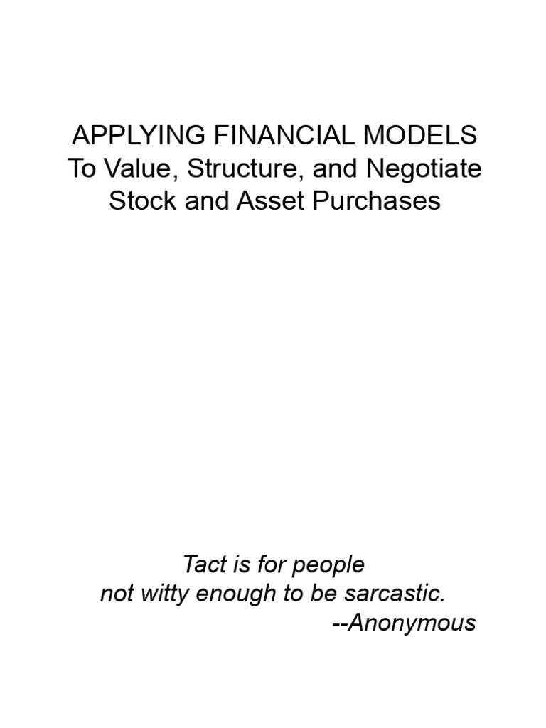 Chapter 14 Applying Fin Modeling To Value, Structure, & Negotiate M&As ...