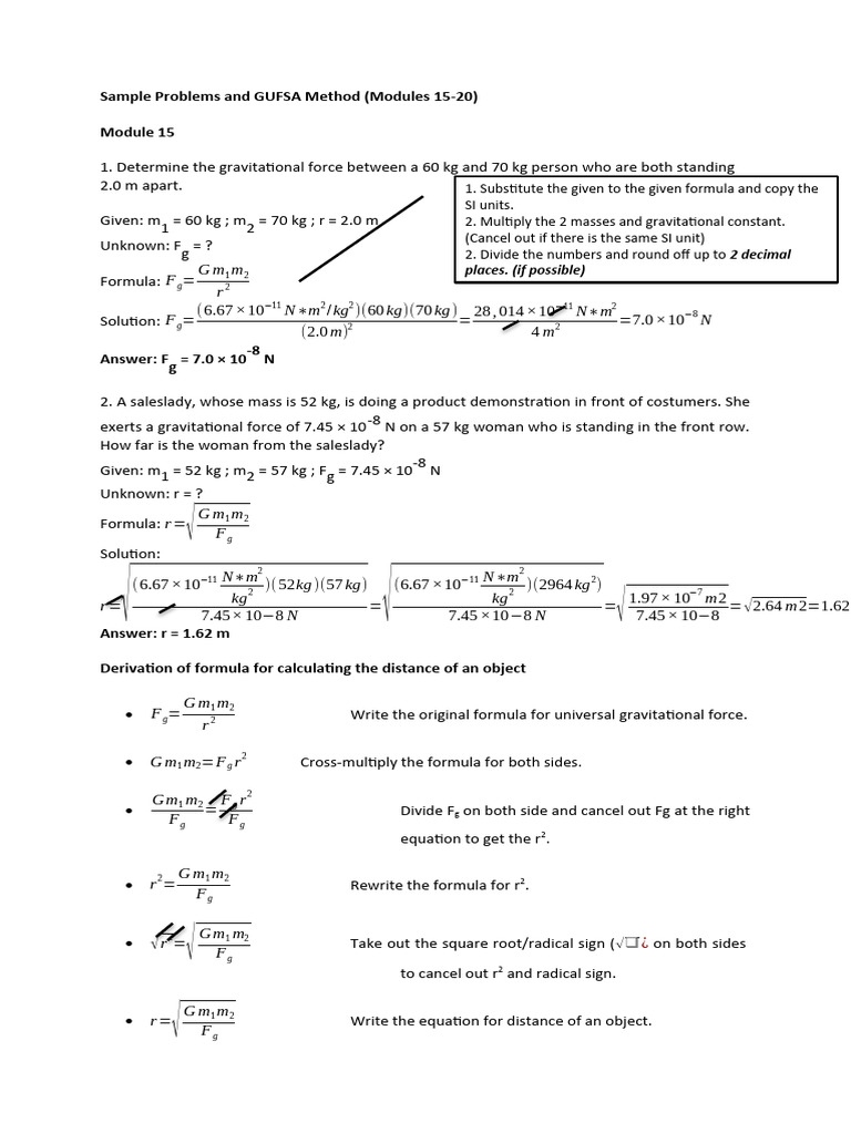 Sample Problems and GUFSA Method Modules 15 20 | PDF | Astronomical Unit | Frequency